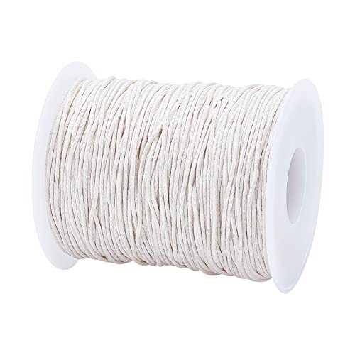 Waxed Cotton Cord, 100 Yards Beading String Thread for Braid 1mm Beige ...