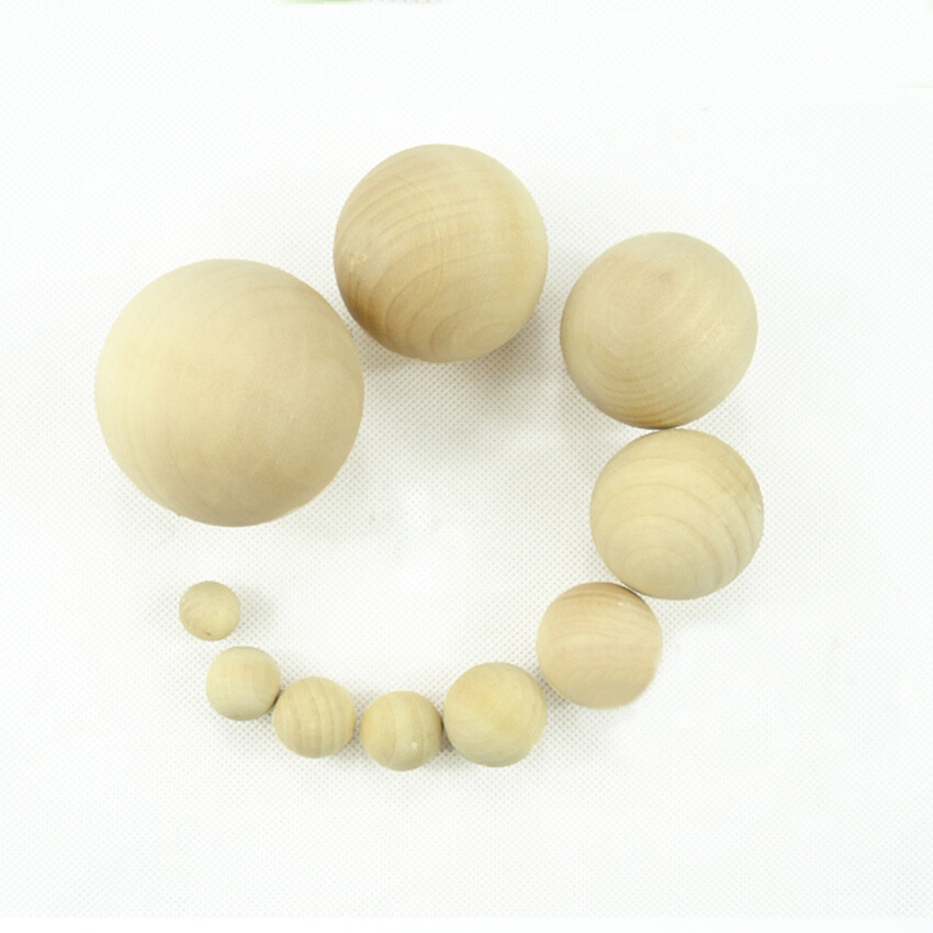 Dia 6mm-90mm Natural Wooden Craft Balls Wood Solid Ball Spheres DIY ...