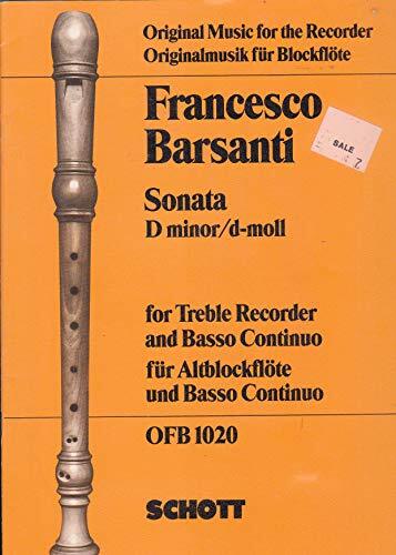 Sonata in D minor: treble recorder and basso continuo; cello ad libitum ...