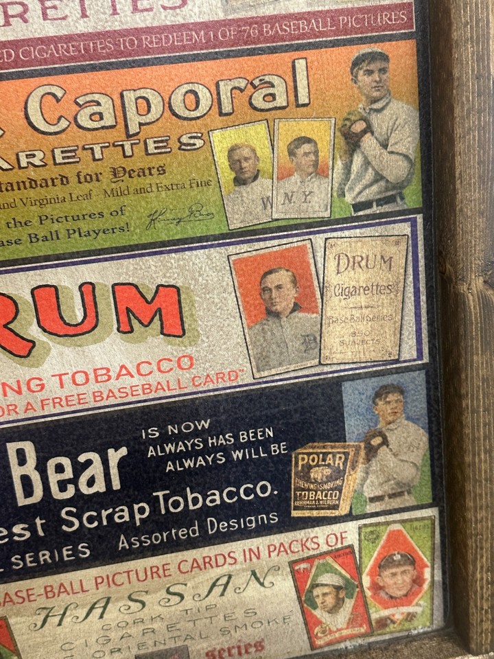 Vintage Style Tobacco Cards Wood Baseball Card Set Sign Ty Cobb ...