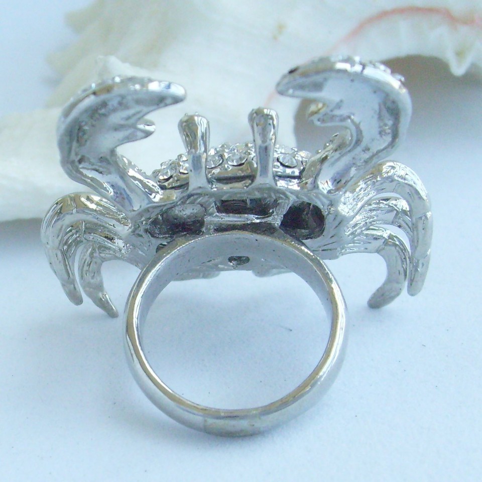 Unique Animal Cocktail Crab Ring Clear Austrian Crystal CR190C1 | eBay
