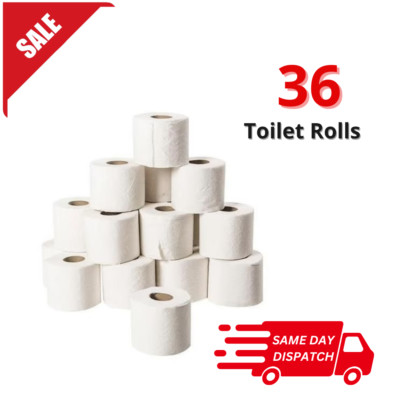 36 Toilet Rolls 2ply Quilted Embossed Luxury White Toilet Bath Tissue ...