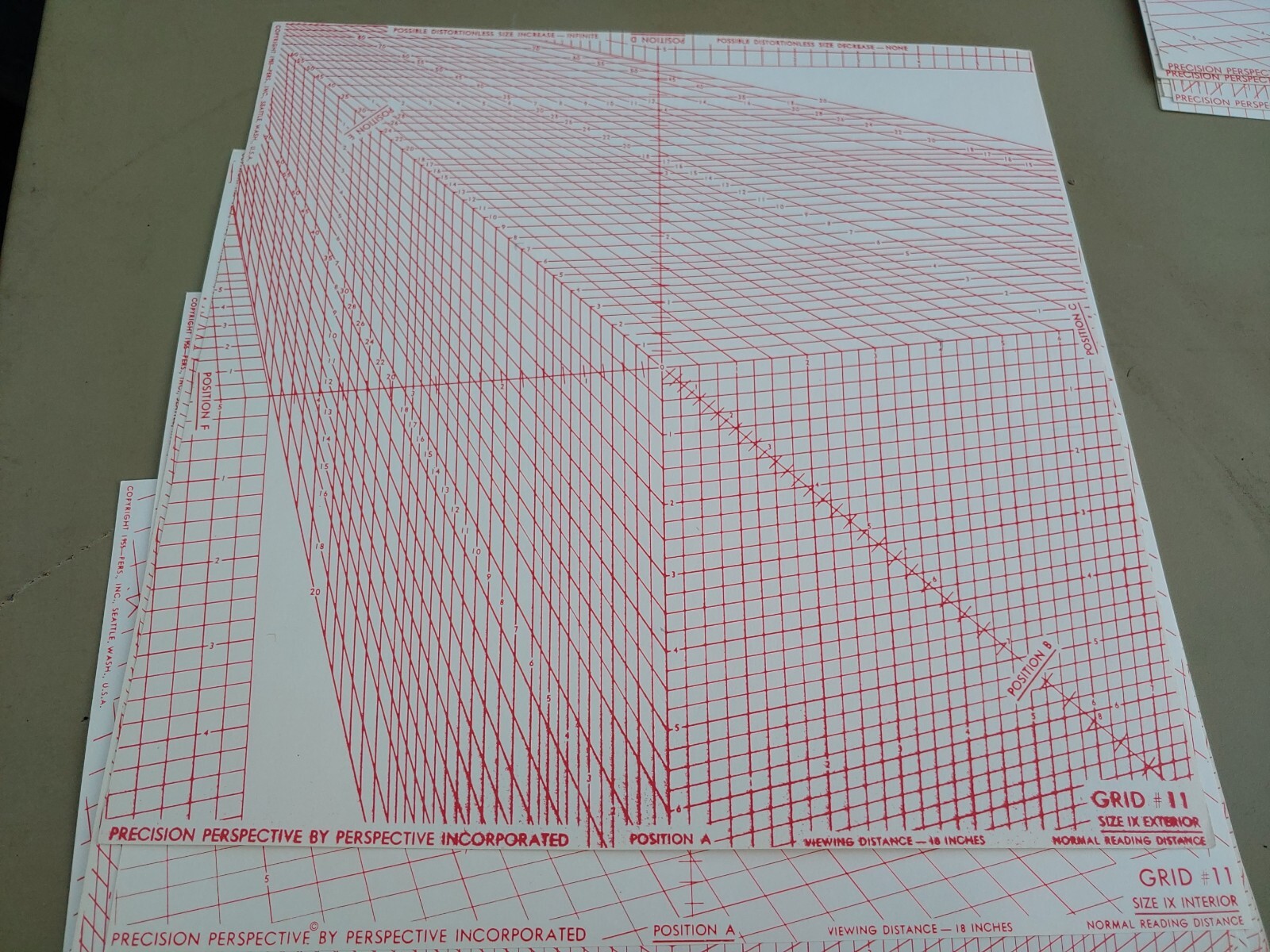 1955 Lawson Perspective Grid Charts Size IX Basic Set W Selector Charts ...