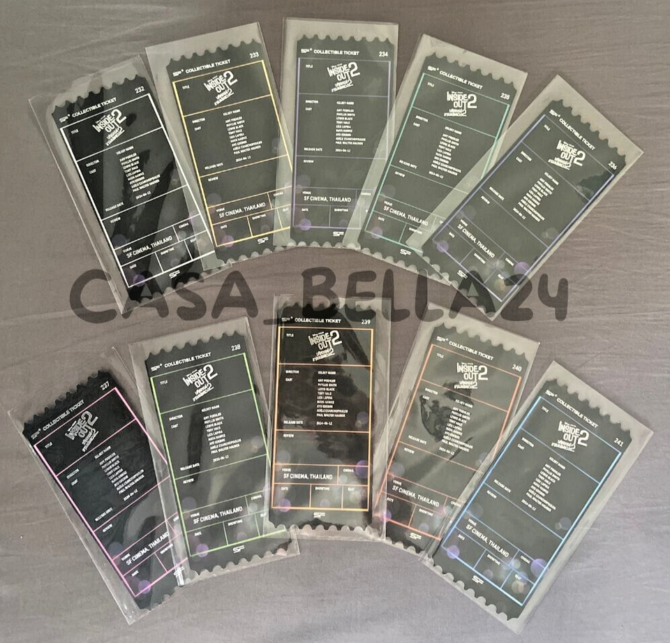 Inside Out 2 Disney Pixar Movie Ticket Collectible 2024 Set 10 pcs. SF ...