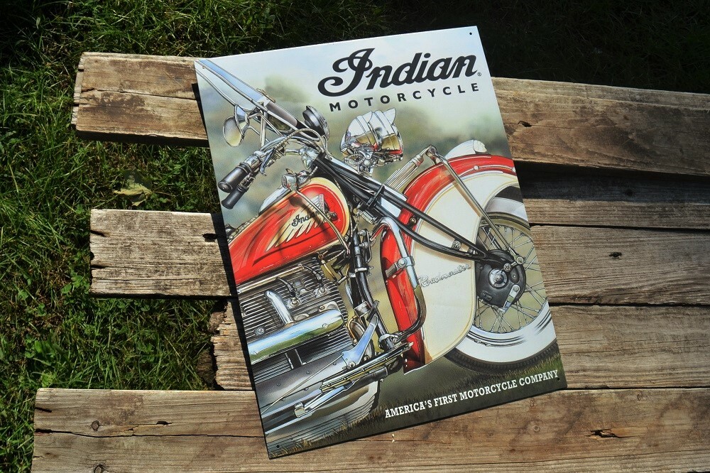 Indian Chief Motorcycle Tin Metal Sign - America's First Motorcycle ...