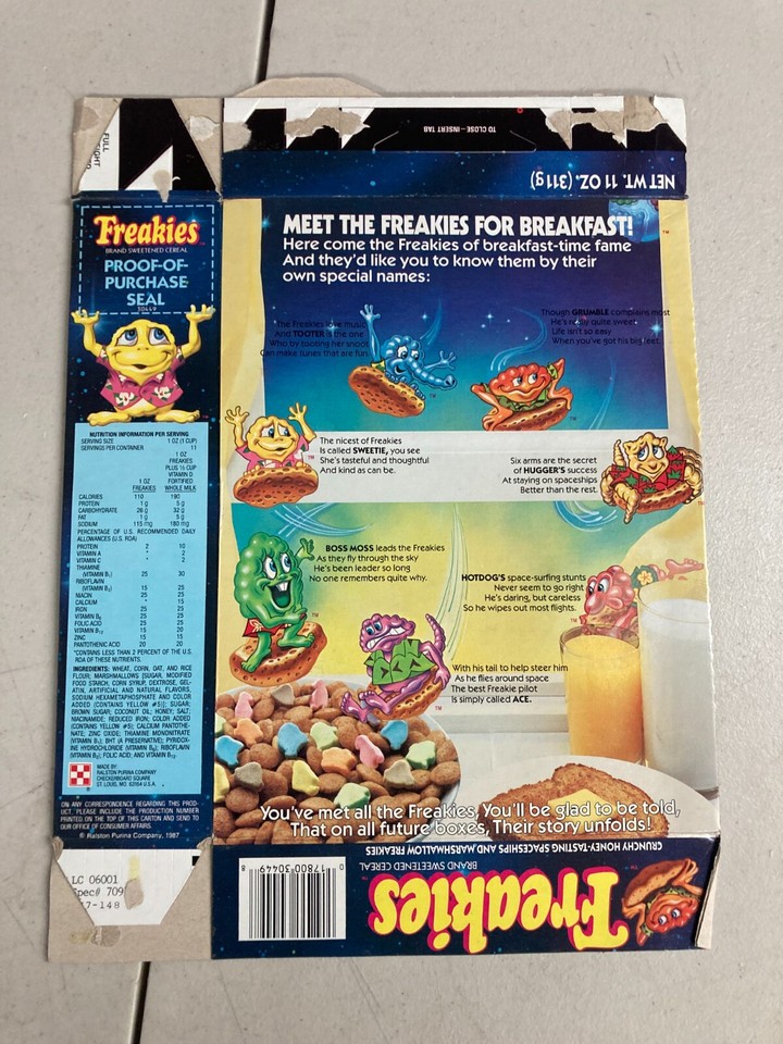 Freakies Cereal box Ralston Reeces Pieces offer 1980's | eBay