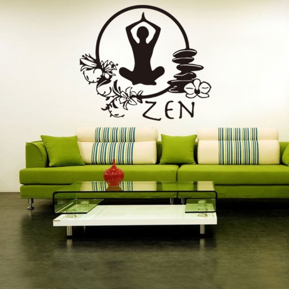 Zen Yoga Pattern Sticker PVC Meditation Wall Decal Bedroom Home ...