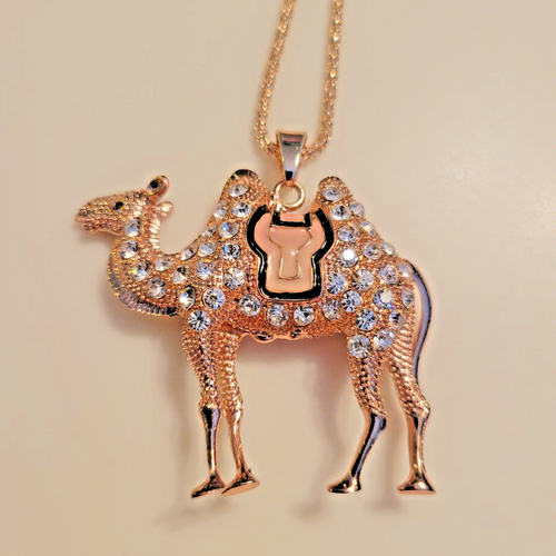 FASHION NECKLACE- CAMEL w/SILVER STONES and PINK SADDLE Betsey Johnson ...