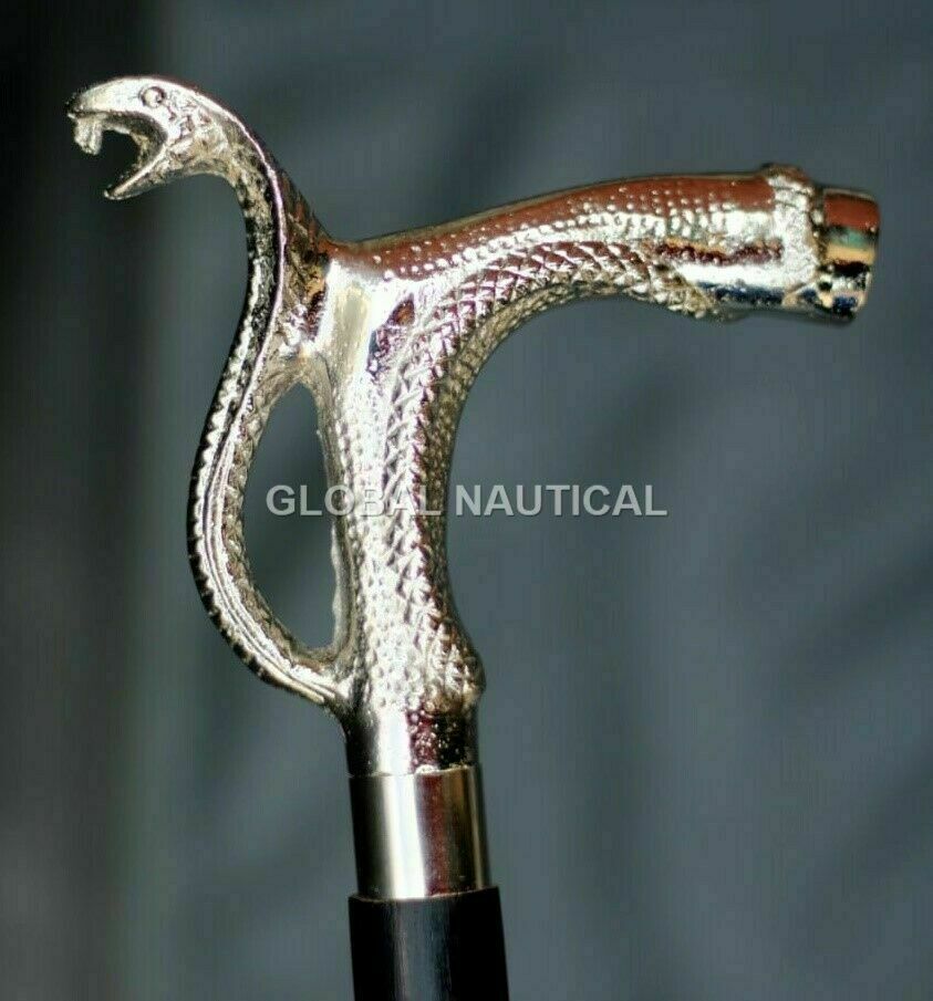 Cobra Snake walking Stick handle Solid Metal Designer… - Gem