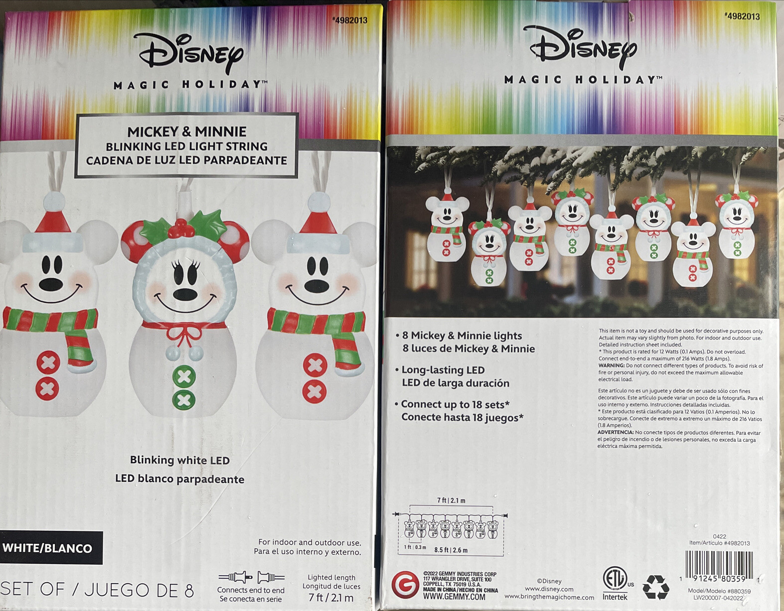 8 Disney Magic Holiday Blinking Mickey & Minnie Mouse Snowman LEDs ...