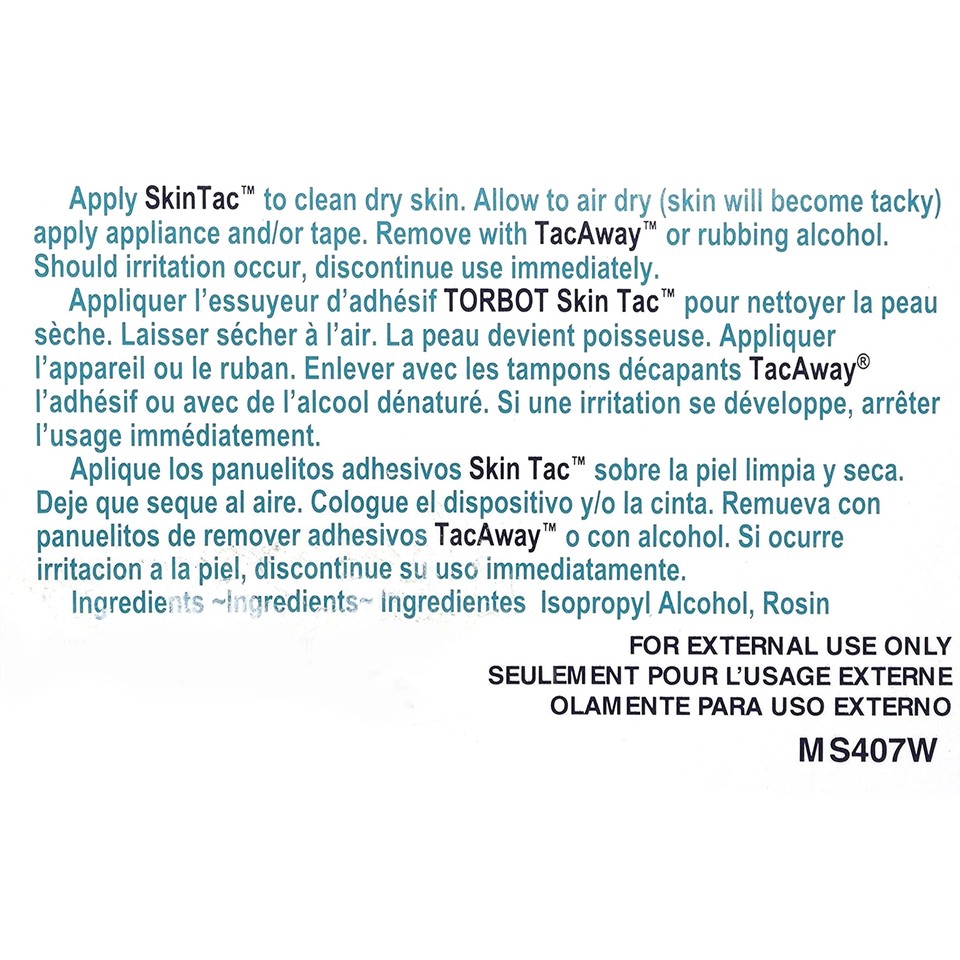 Skin Tac Skin Barrier Wipe 2 x 2" MS407-W 50 Ct | eBay