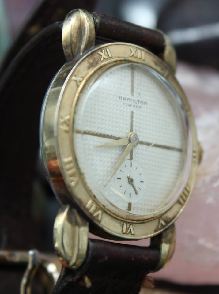 Hamilton Crosshair Waffle Roman Numeral Mens Vintage Wrist Watch ...