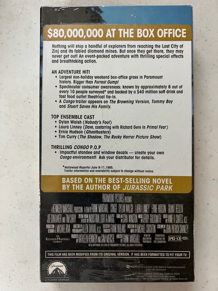 Congo (VHS, 1995) BRAND NEW SCREENER | eBay