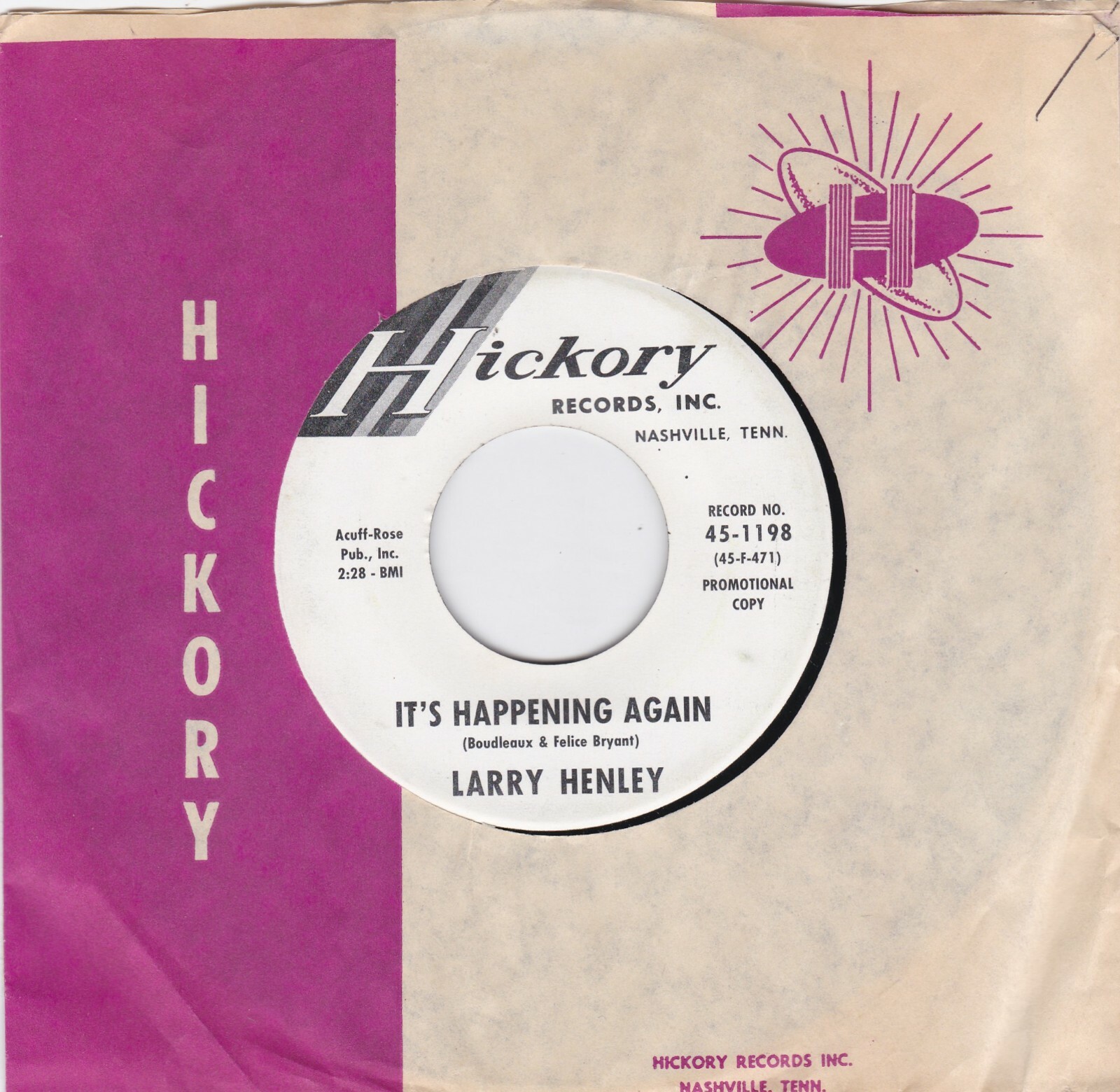 NORTHERN SOUL 45RPM - LARRY HENLEY ON HICKORY - RARE PROMO! WITH ...