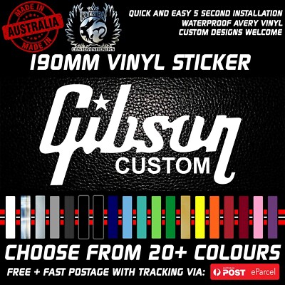 Gibson custom logo Guitar vinyl Sticker Decal 190mm Multiple colours | eBay