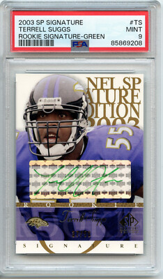 PSA 9 Terrell Suggs 2003 SP Signature Edition Green Autograph RC/50 ...