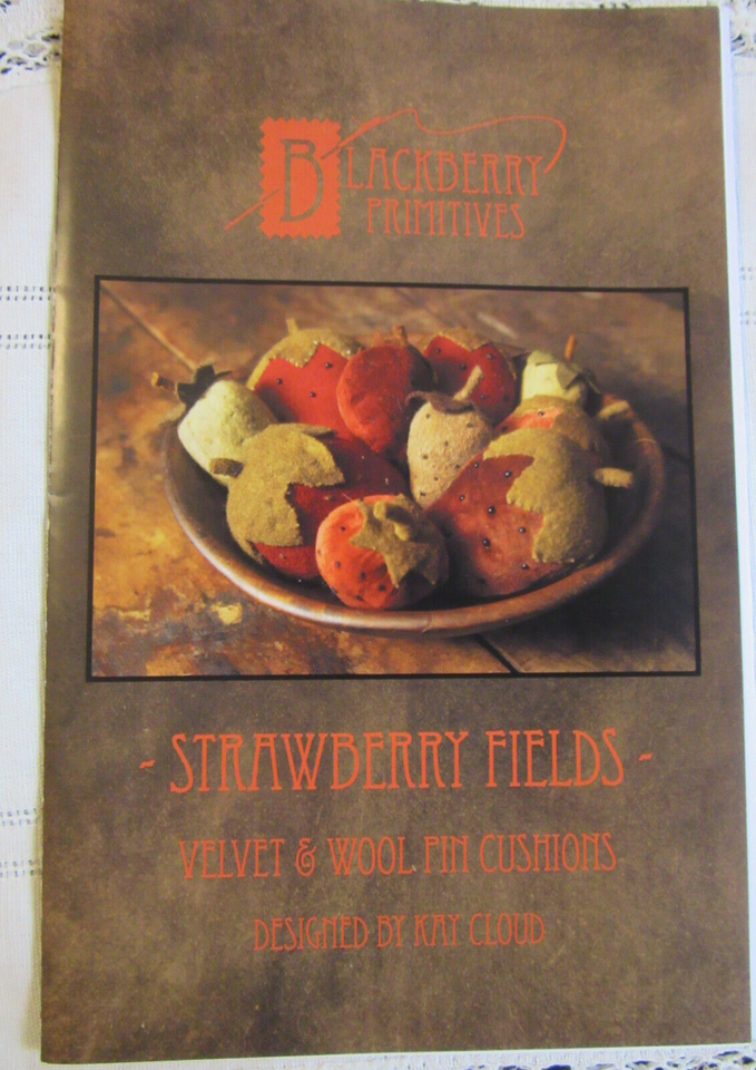 Blackberry Primitives STRAWBERRY Velvet & Wool Doll Pin Cushion Folk Art Pattern | eBay