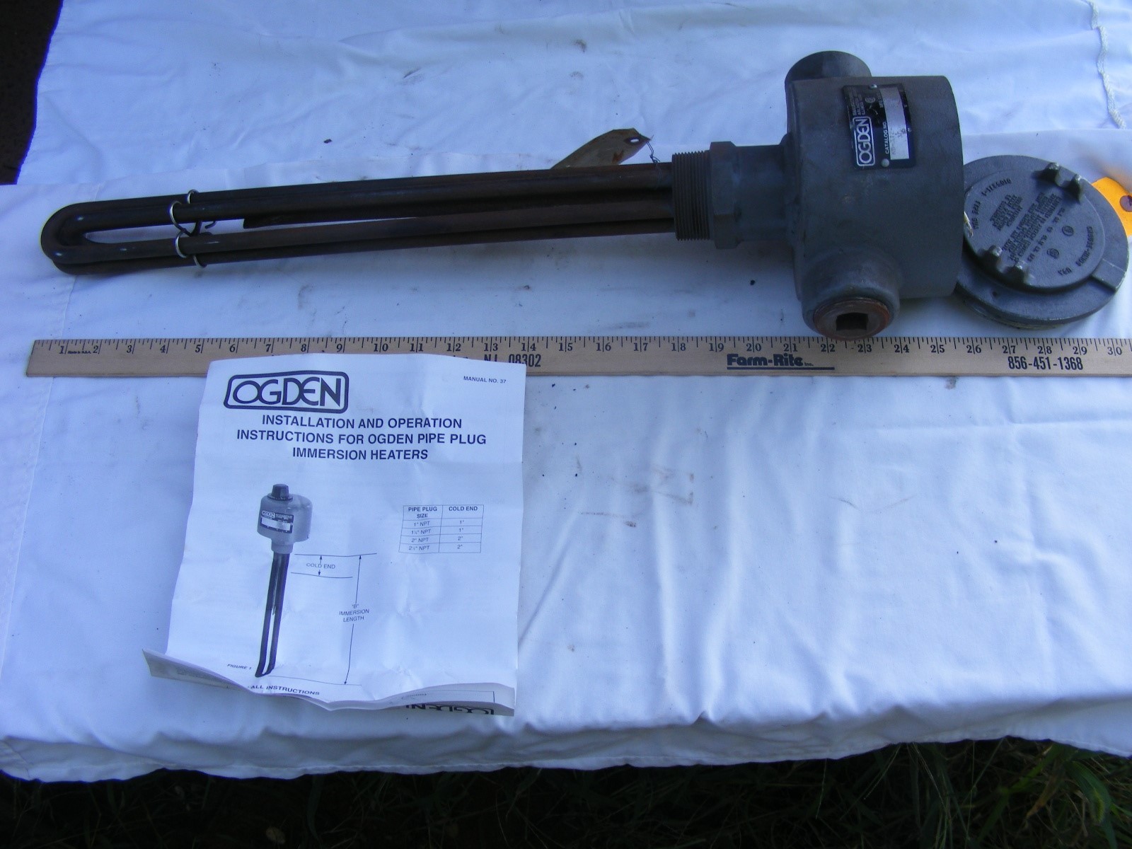 Ogden Pipe Plug Immersion Horizontal Tank Heater KB-3T2-0325-M7 3000W ...