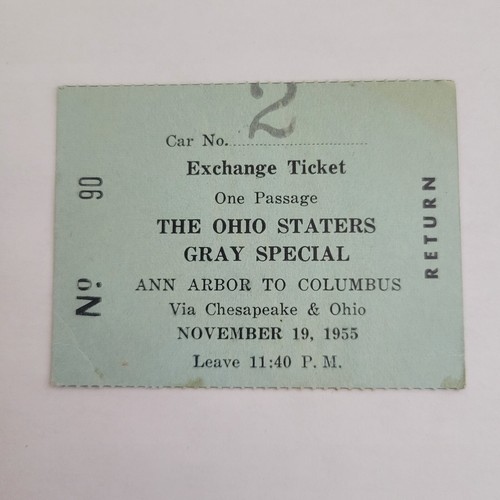 Vintage 1955 Ohio State Return Train Ticket Victory Over Michigan ...