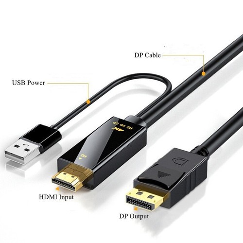 HDMI to DisplayPort DP Output (MS25) Active Converter Cable 4K USB ...
