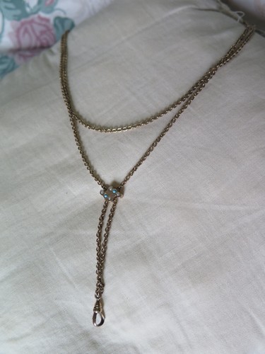 Vintage antique Edwardian watch chain necklace fob - pearl, turquoise ...