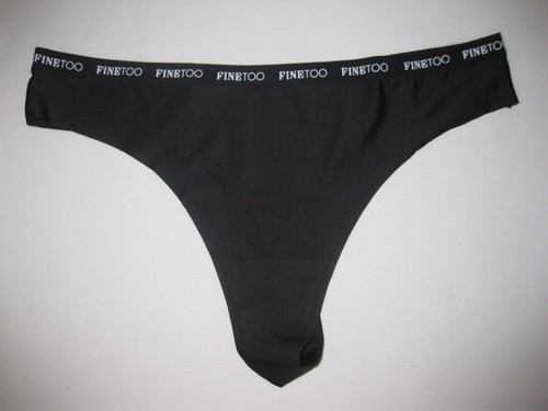 Finetoo logo waist tagless laser cut thong panties S black nip sexy | eBay