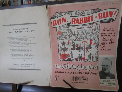 Run Rabbit Run SHEET MUSIC Billy Cotton The Little Dog Noel Gay & Ralph ...