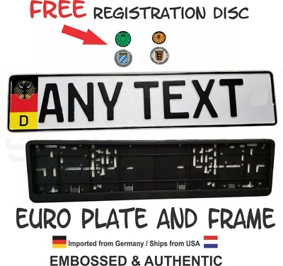 GERMAN EAGLE EUROPEAN LICENSE PLATE SET - ANY TEXT, BMW, EURO TAG ...