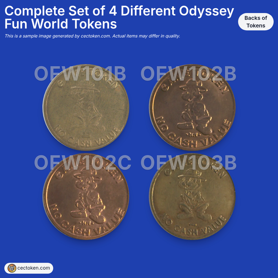 Complete Set of 4 Different Odyssey Fun World Tokens | eBay