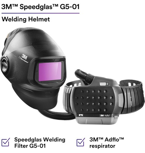 3M Speedglas G5-01 TW Auto-Darkening Welding Helmet w / Adflo PAPR, 46 ...