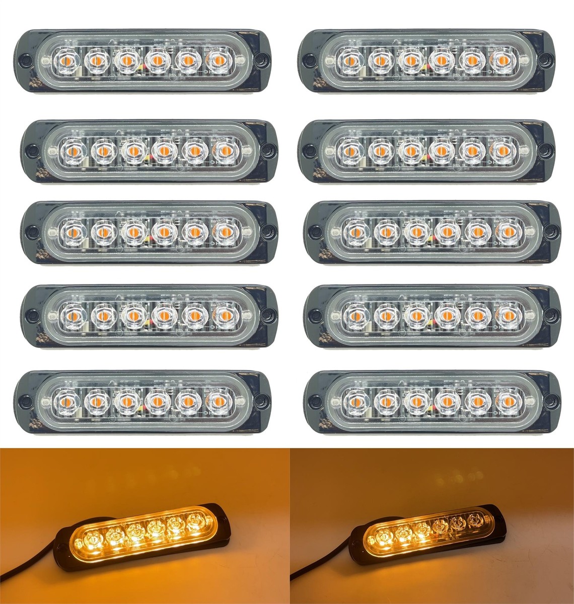 Amber Led Emergency Lights LED Warning Roof Light Orange Glass Strobe