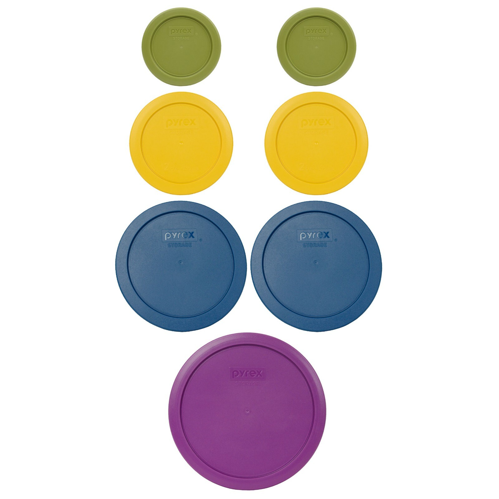 Pyrex 7 Piece Multi-Color Replacement Lid Bundle For 7200,7201,7202 ...