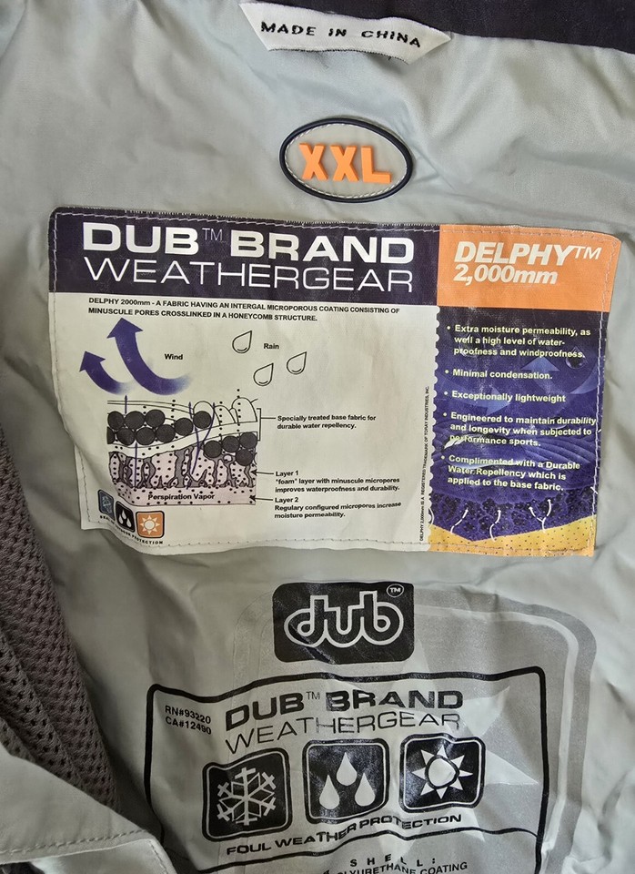 Dub Brand Weathergear Jacket Mens XXL Gray Snow Ski Rain Foul Weather ...