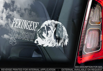 Pekingese - Car Window Sticker - Lion Dog Art Sign Chinese Spaniel Peke ...