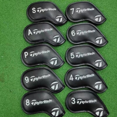 10Pcs TaylorMade Golf Club Iron Head covers PU Leather Magnetic Black 3 ...