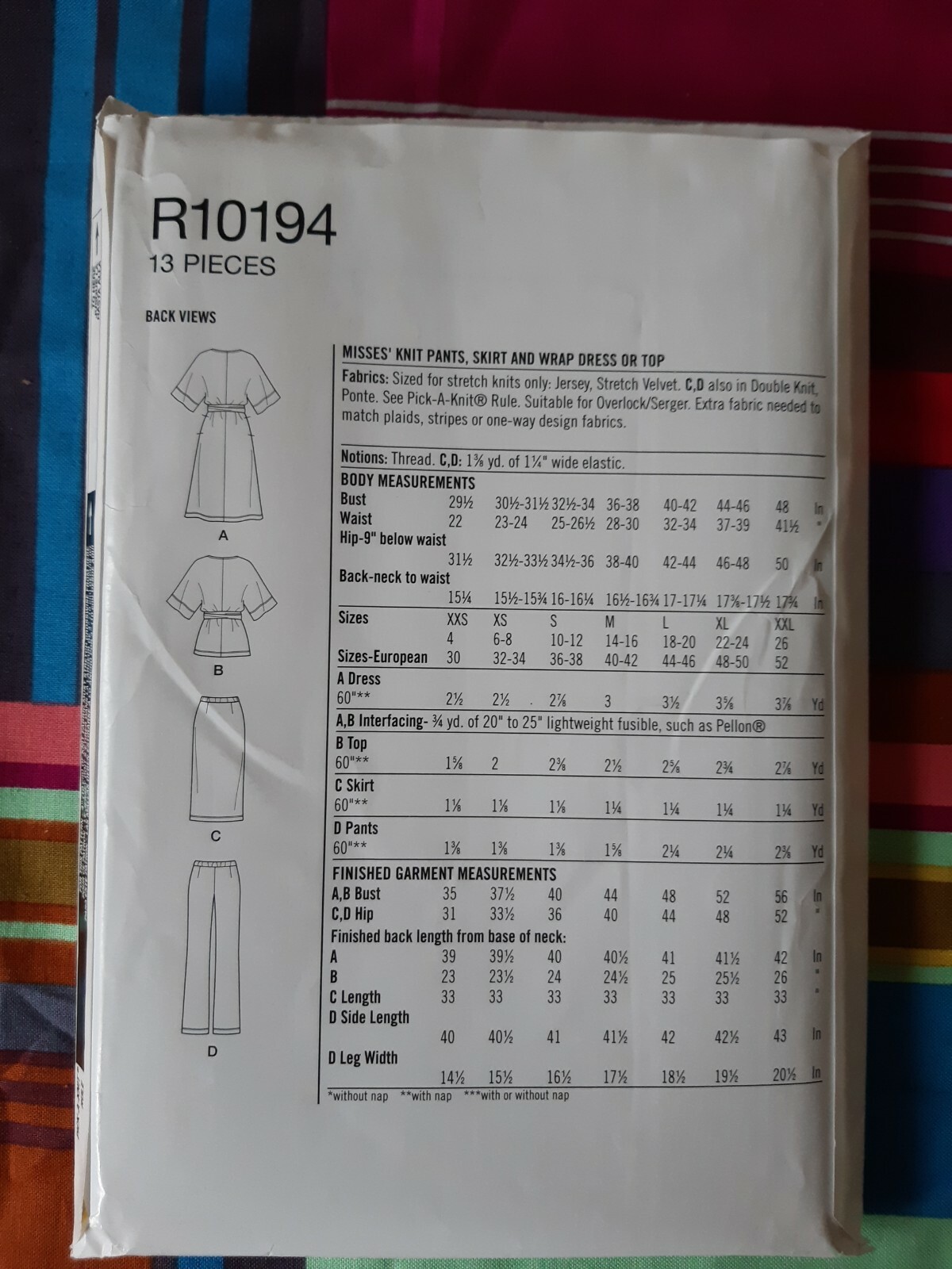 Simplicity Sewing Pattern R10194 8925 Womens Skirt Pants Dress Size XXS ...