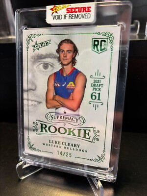 SUPREMACY ROOKIE GREEN 2022 AFL SELECT LUKE CLEARY WESTERN BULLDOGS 14/ ...