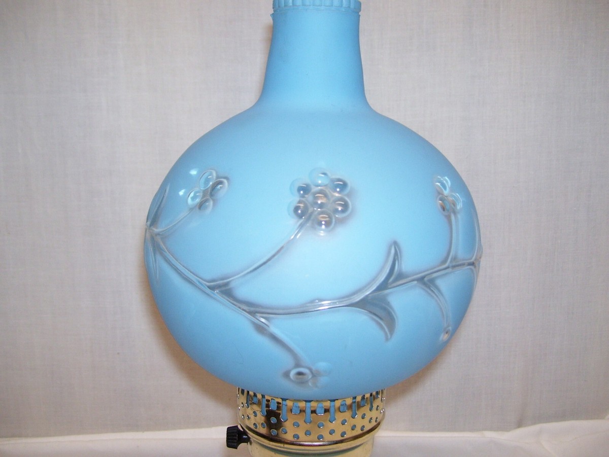 Blue Glass Hurricane Lamp VTG Hurricane Glass Gone The Wind Light