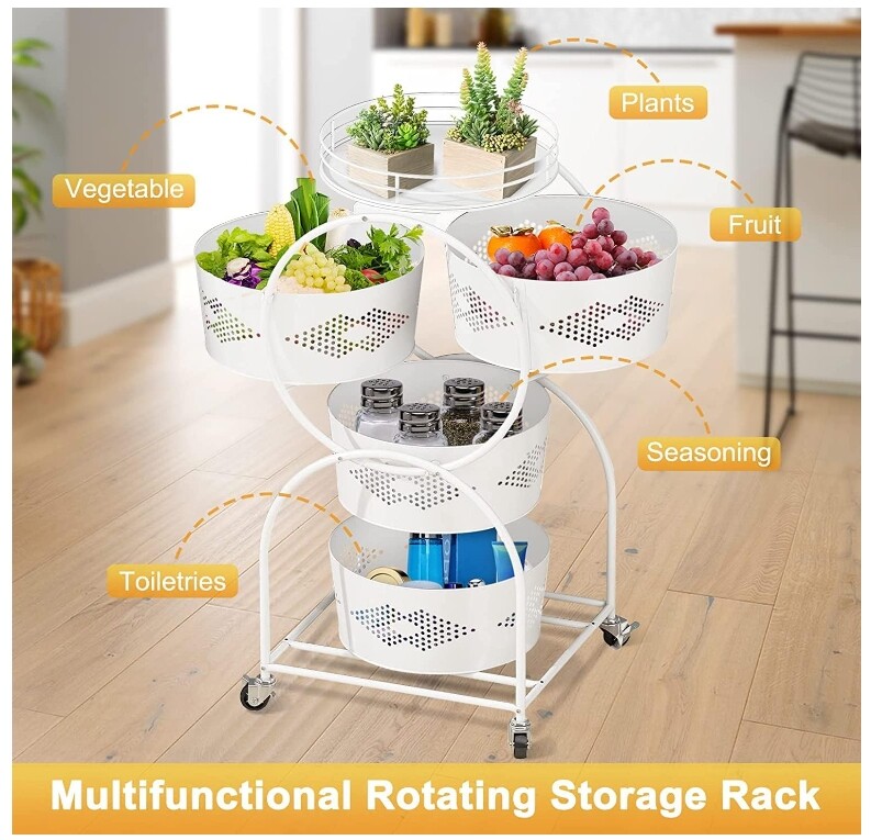 Rotating Storage Rack for Kitchen, 4 Tier Fruit and Vegetable Storage ...