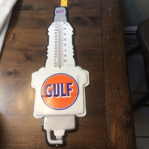 GULF. Spark Plug Thermometer Metal Sign Gas Oil Parts Vintage Style ...