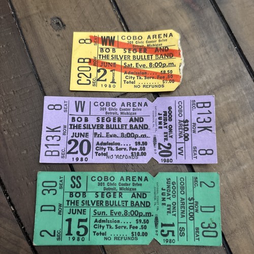 BOB SEGER & The Silver Bullet Band CONCERT TICKET STUB 6/15/1980 Cobo ...