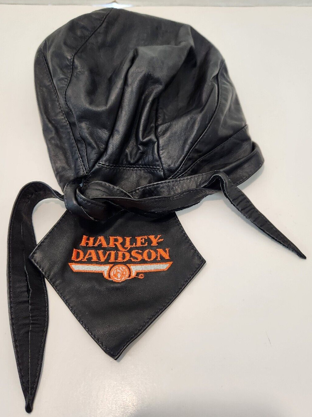 Harley Davidson Black Leather Skull Cap Bandana Head … - Gem