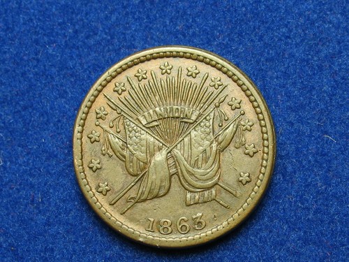 OLD U.S. COIN SALE!! AU-BU 1863 CIVIL WAR TOKEN "UNION FLAGS / STAR ...