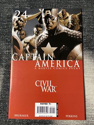 Captain America #24 Marvel 2007 Ed Brubaker Civil War The Falcon VF+ 8. ...