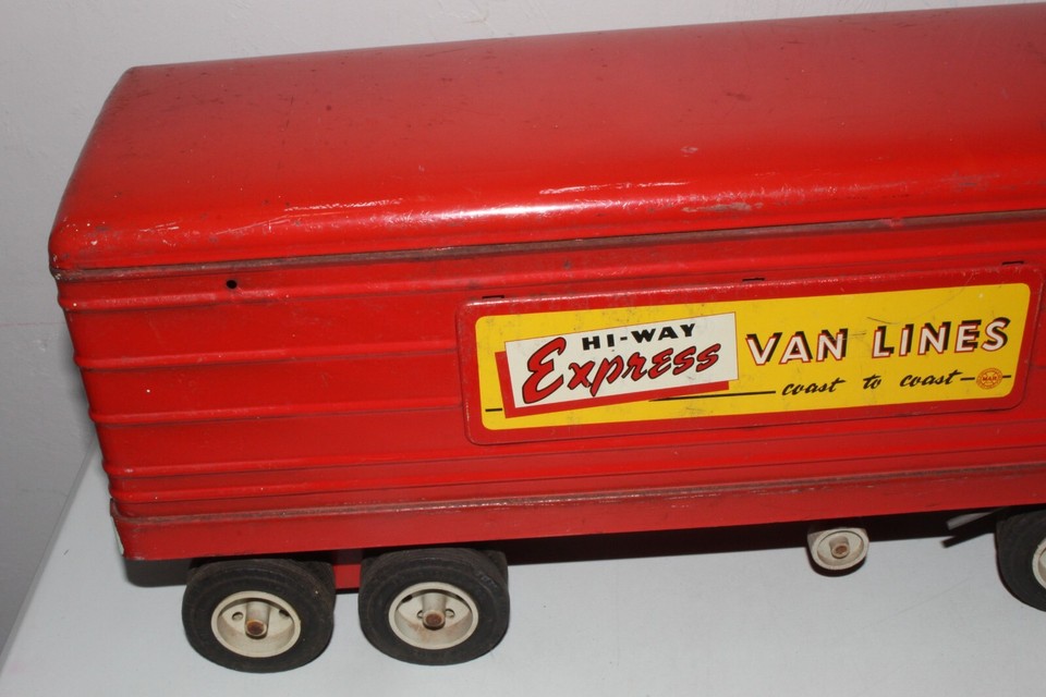 1950’s vintage MAR toys hi-way express van lines tractor and trailer | eBay