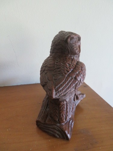 Vintage 1989 Red Mill Owl Carved Figurine Crushed Pecan Shells ...