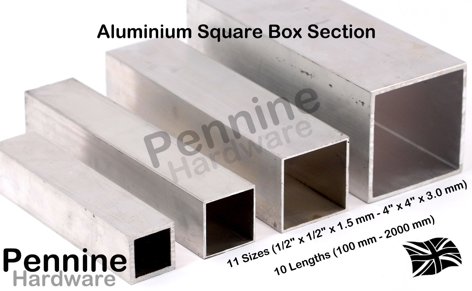 ALUMINIUM SQUARE BOX SECTION 11 Sizes Bandsaw Cut & Specials made to ...