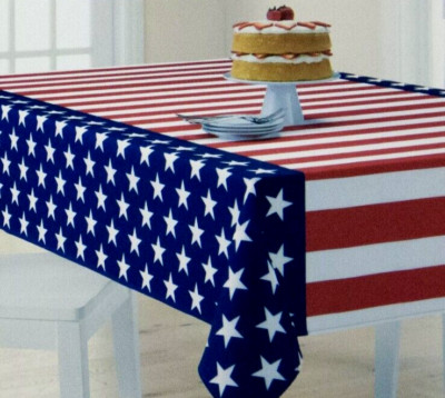 PATRIOTIC Americana USA Flag Stars & Stripes 60x102 Oblong Polyester ...