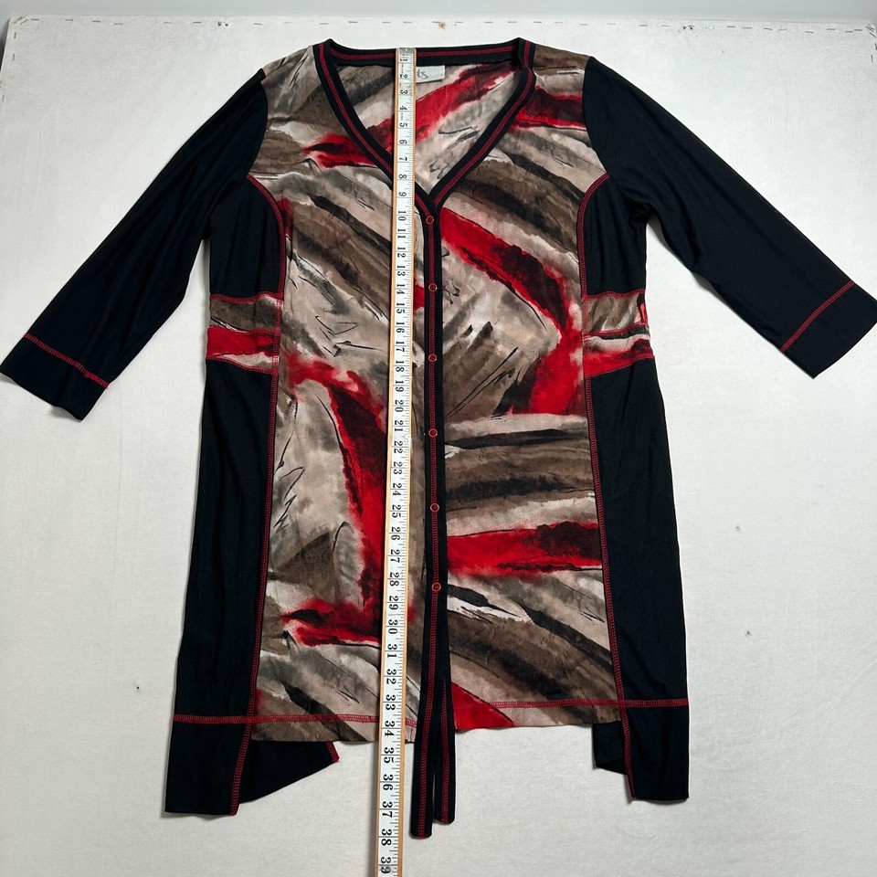 Taking Shape TS Dress Womens Medium M Black Red Geometric Long Sleeve ...