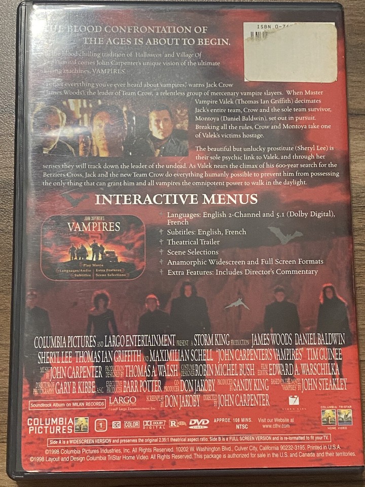 Vampires (DVD, 1999, Closed Caption Subtitled English and French) | eBay